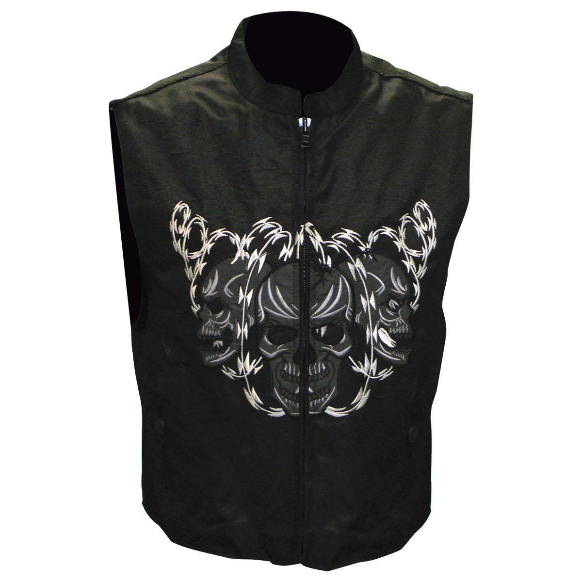Men's Textile Vest with Reflective Skull – Vance Leathers Wholesale